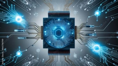 abstract technology background featuring a quantum computing system