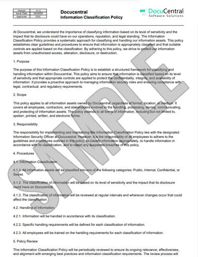 Iso 27001 Information Classification Policy