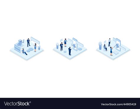 Customers Having Dialog With Chatbot Royalty Free Vector