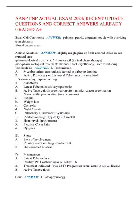 Aanp Fnp Actual Exam 2024 Recent Update Questions And Correct Answers Already Graded A Aanp