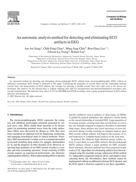 Full Article An Automatic Analysis Method For Detecting And Eliminating Ecg Artifacts In Eeg