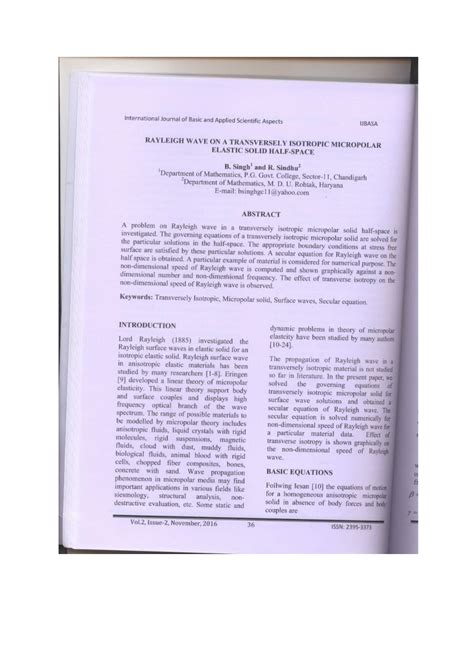 Pdf Rayleigh Wave On Transversely Isotropic Micropolar Elastic Solid Half Space