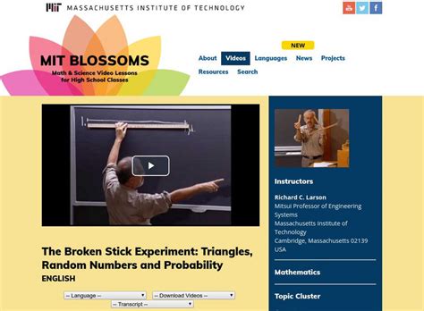 Mit Blossoms The Broken Stick Experiment Instructional Video For 9th