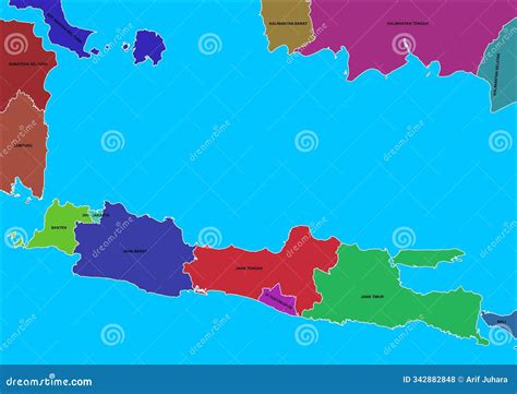 Map Of Java Island And Surrounding Areas High Resolution Map Stock