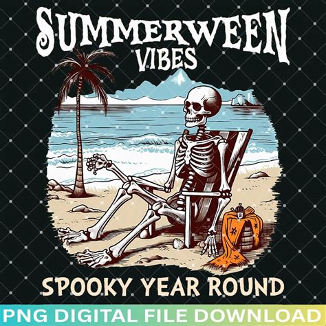 Spooky Skeleton Png Summerween Halloween Costume Design Cute Retro