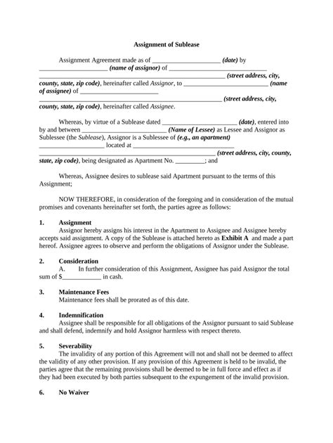 Assignment Sublease Fill Out And Sign Online Dochub