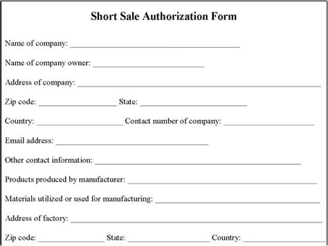 Short Sale Authorization Form Editable Pdf Forms