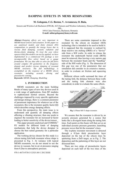 Pdf Damping Effects In Mems Resonators