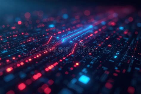 Abstract Digital Network Binary Code Glowing Circuits Technology Digital Stock Illustration