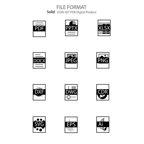File Format Flat Icon Set Digital Product Vector Art At Vecteezy