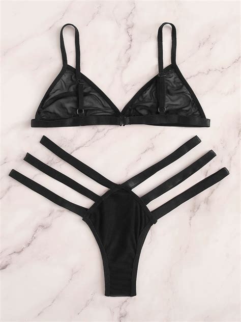 Classic Sexy Set De Lencería Fina Con Abertura Moda De Mujer Shein
