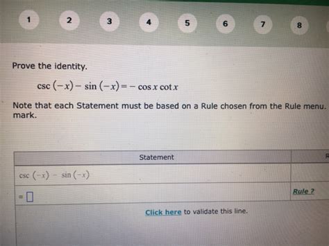 Solved Prove The Identity Csc X Sin X Cos X Cot X