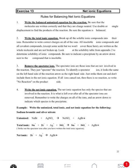 Solved Exercise Net Ionic Equations Rules For Balancing Chegg