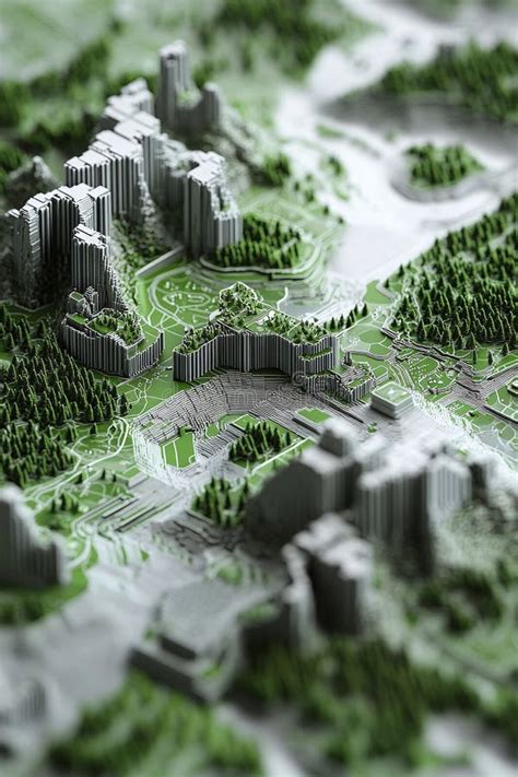 A Layered 3d Map With Dynamic Weather Overlays And Gis Network Pathways Stock Illustration