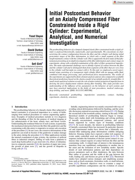 pdf initial post contact behavior of an axially compressed fiber