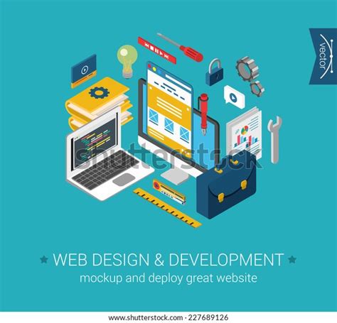 Web Design Development Programming Coding Mockup Stock Vector Royalty Free