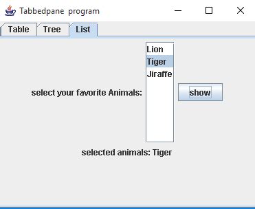 Write A Swing Java Program Of Three Tabs Tree Table And List Using Jtabbedpane