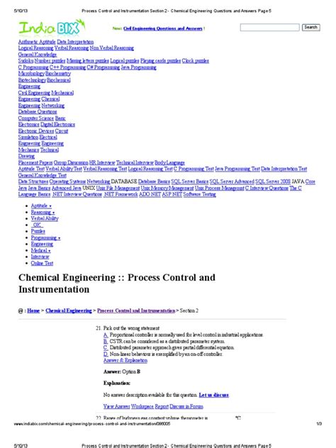 Process Control And Instrumentation Section 2 Chemical Engineering