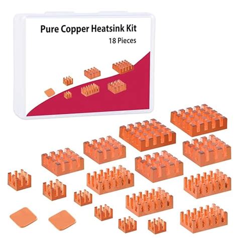 52pi 18pcs 純銅散熱器 適用於 raspberry pi 5 pi 4b cpu 冷卻器散熱器 帶導熱膠帶 蝦皮購物