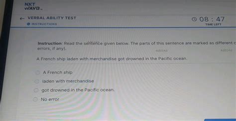 NXT WAVG VERBAL ABILITY TEST INSTRUCTIONS StudyX