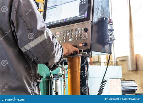 The Cnc Operator Writes A Program To Control The Metal Processing Machine Management Of The