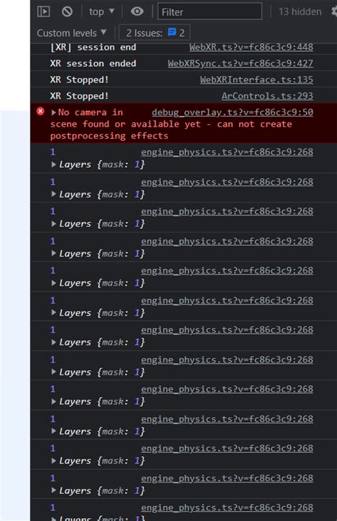 When Exiting Ar While Using Post Processing No Camera In Scene Found Or Available Yet Can