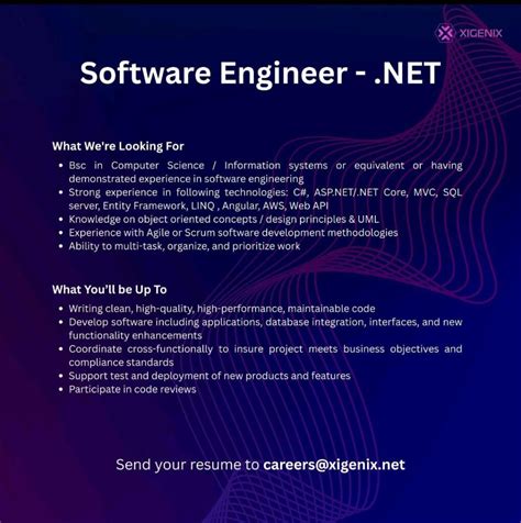 Software Engineer Net At Xigenix Colombo Sri Lanka Itprolk