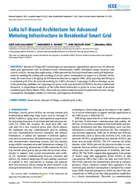 Pdf Lora Iot Based Architecture For Advanced Metering Infrastructure In Residential Smart Grid