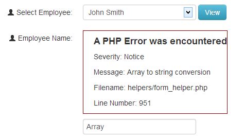 Php CodeIgniter Array To String Conversion Error On A Page Supposed To Retrieve Data From A