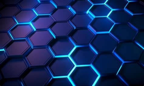 Premium Ai Image Hexagon Geometric Pattern Background With Luminous Effect