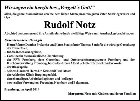 Traueranzeigen Von Premberg Rudolf Notz Mittelbayerische Trauer