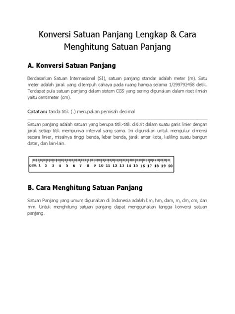 Konversi Satuan Panjang Lengkap Pdf