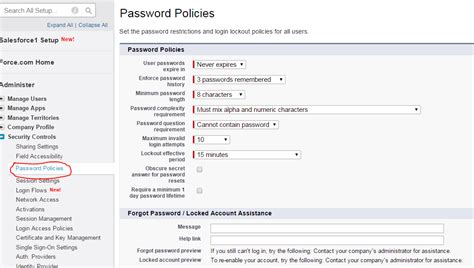 Password Policies In Salesforce