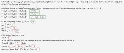 solved calculate the circulation ∫cf⋅dr in two ways