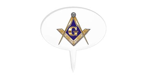 Discreet Blue Square And Compasses Cake Topper Zazzle