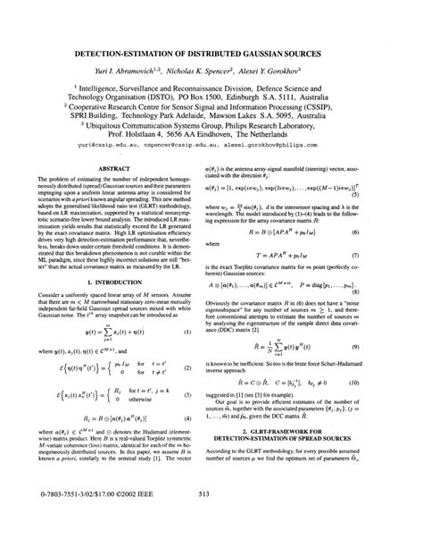 Pdf Detection Estimation Of Distributed Gaussian Sources