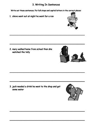 Punctuating Sentences Capital Letters Full Stops Activities