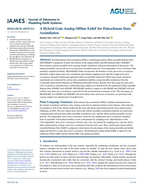 Pdf A Hybrid Gain Analog Offline Enkf For Paleoclimate Data Assimilation