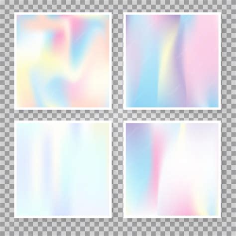 홀로그램 추상 배경 세트 프리미엄 벡터