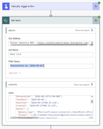 sharepoint odata filter query in get items action in power automate