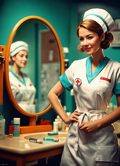 Lexica Happy Nurse Looking Herself In Mirror Image In Mirror Is Sad