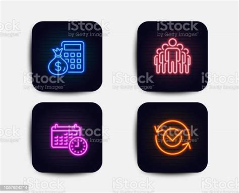 그룹 금융 계산기 및 달력 아이콘입니다 승인 된 기호입니다 관리자 돈 계산 시간 합니다 기호를 새로 고침 합니다 벡터 계산기에 대한 스톡 벡터 아트 및 기타 이미지 Istock