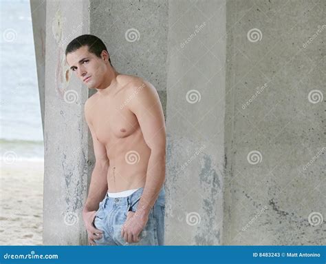 Shirtless Guy At The Beach Stock Image Image Of Biceps 8483243