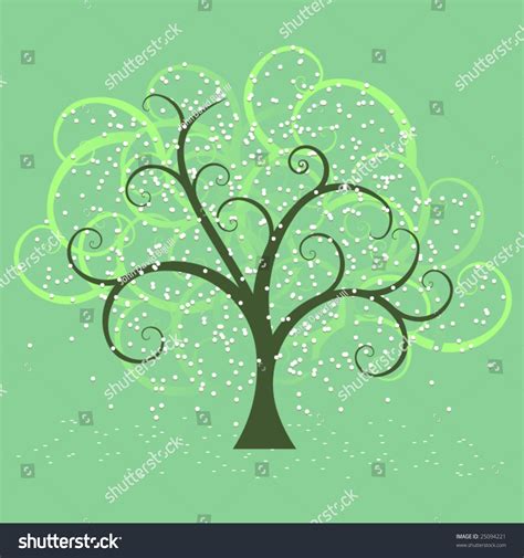 Swirly Vector Tree Simple Blossoms Stylized Stock Vector Royalty Free 25094221 Shutterstock