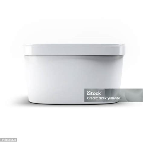 3d 렌더링 당신의 디자인과 로고 모형을 위한 아이스크림 콘테이너의 백색 플라스틱 상자 당신의 디자인 성분을 위해 적당한 0명에 대한 스톡 사진 및 기타 이미지 Istock