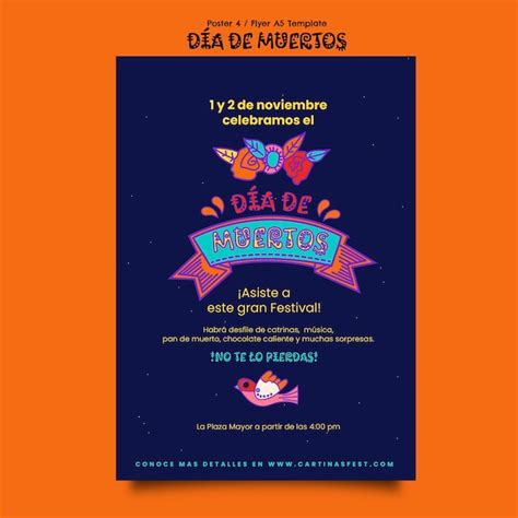 Plantilla De Póster De Dia De Muertos Dibujado A Mano Archivo Psd Gratis