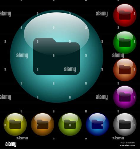 single folder icons in color illuminated spherical glass buttons on
