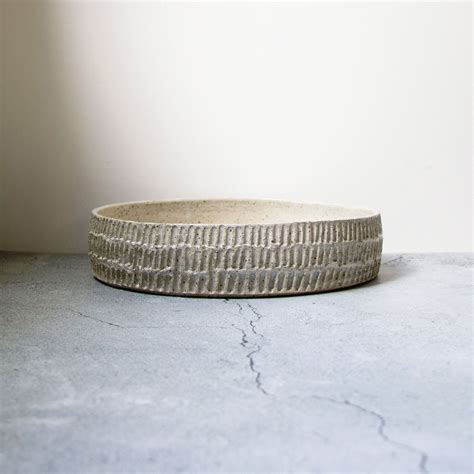 ash etched shallow bowl by unearthed ceramics handmade in melbourne
