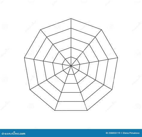 Octagonal Radar Or Spider Diagram Template Octagon Graph Flat Spider Mesh Blank Eight Sided