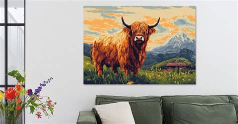 Highland Cow Pixel Art By Niklas Maximilian On Canvas Poster